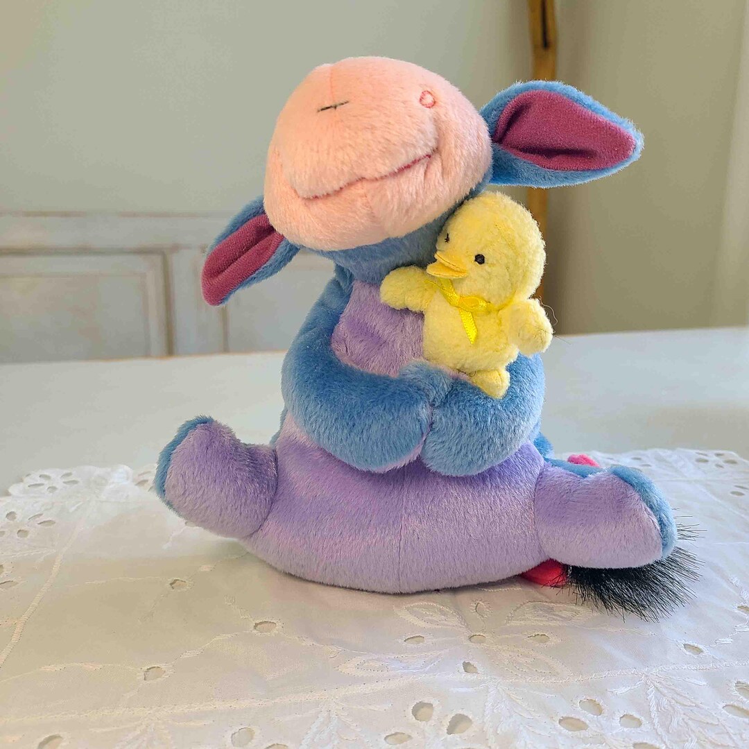 Vintage Plush Stuffed Eeyore Holding Yellow Baby Chick | Collectable ...