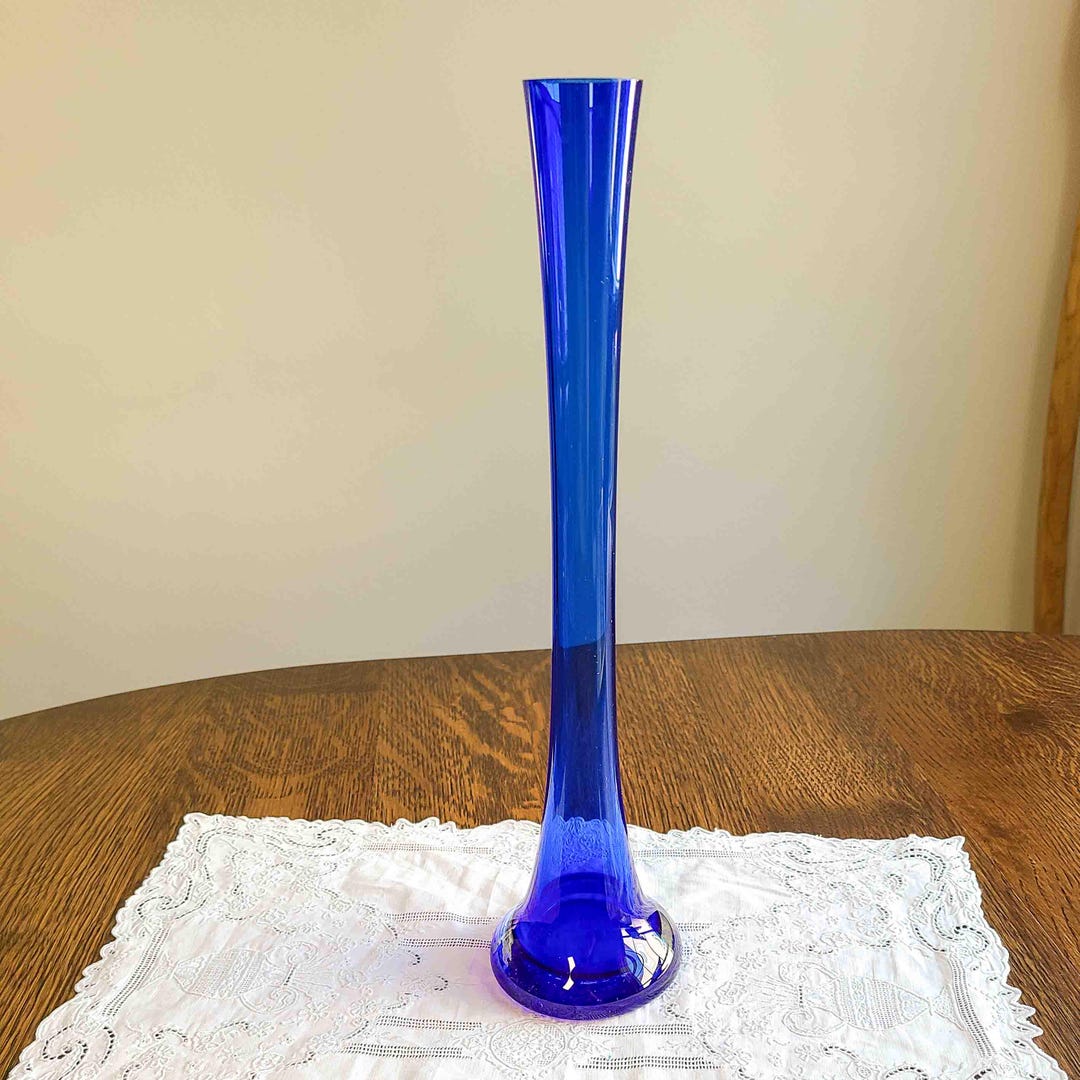 Colbalt Blue Hand-blown Glass Bud Vase - Mid Century Poland - Etsy