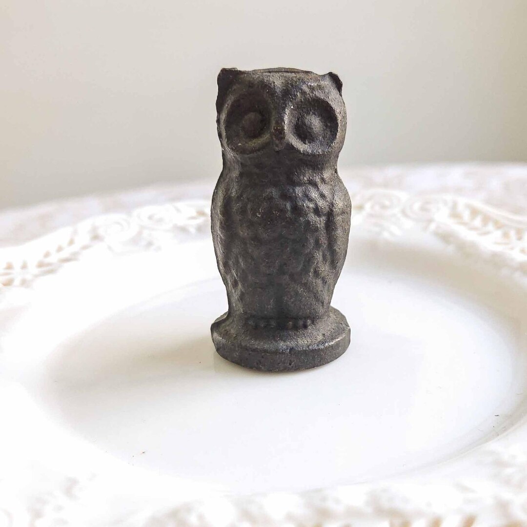 Vintage Cast Iron Owl Figurine Small Metal Home Decor Accent - Etsy