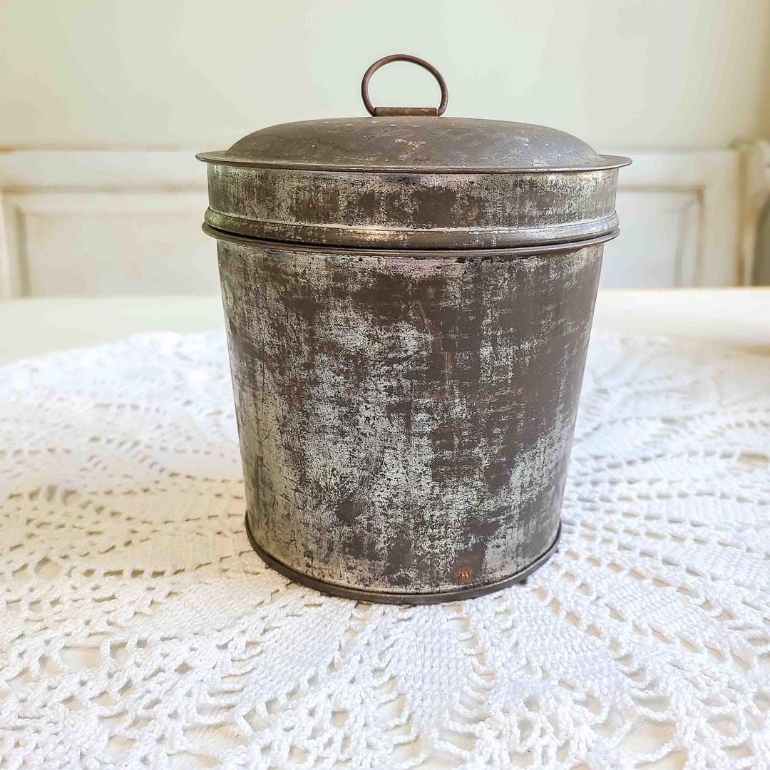 Antique Tin Cake Pudding Mold With Lid - Etsy