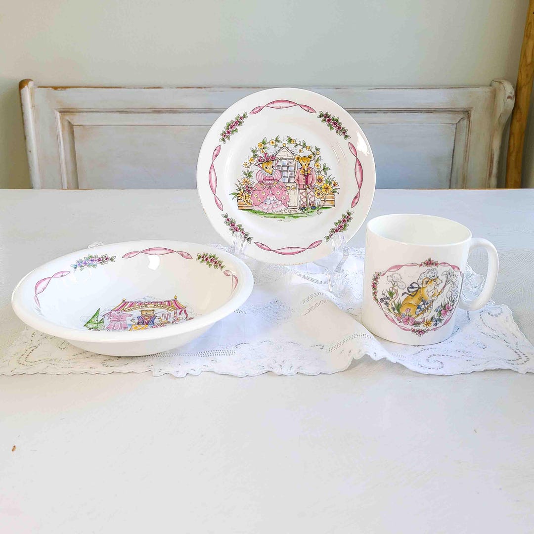 Hammersley Maisie Mouse Dinnerware Set: Bone China Plate, Bowl, Mug - Etsy