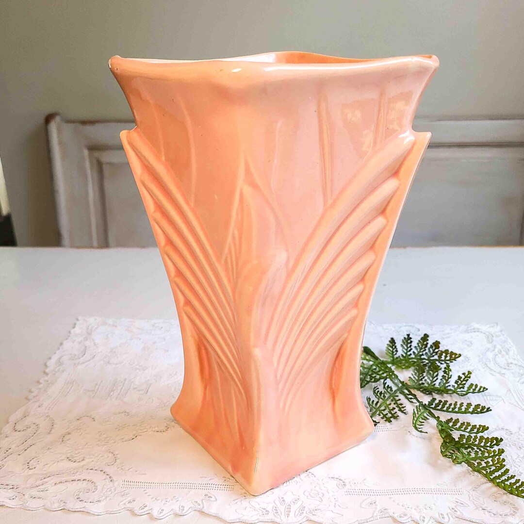 Vintage Mccoy Art Deco Birds Vase- 9 1/4"- Peach Pink Color - 1940s - Etsy