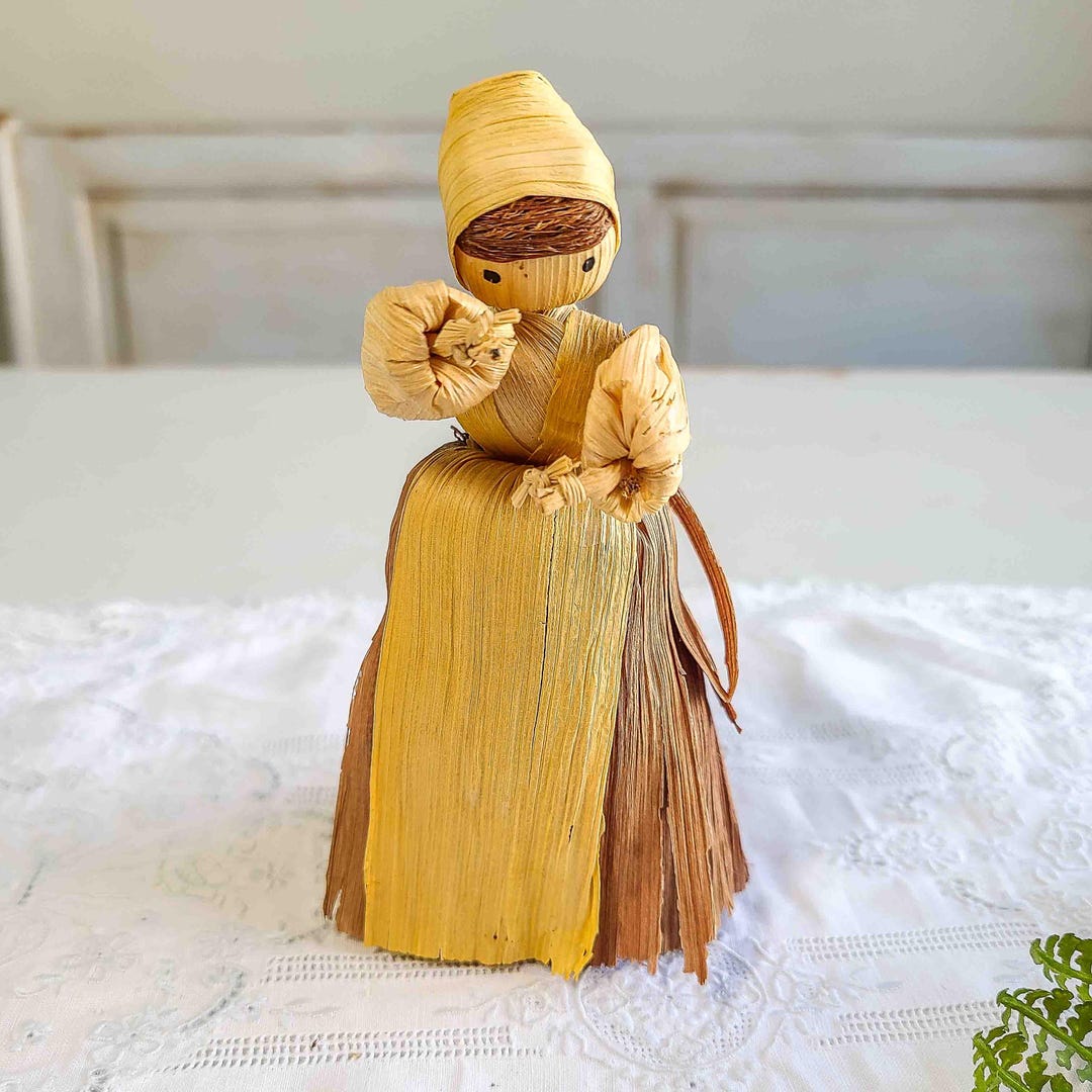 Vintage, Rustic, Folk Art Corn Husk Peasant Doll- Hand Crafted - Etsy
