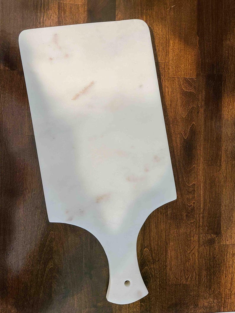 Rectangular White Marble Cheese Board With Handle - Cutting Board and ...