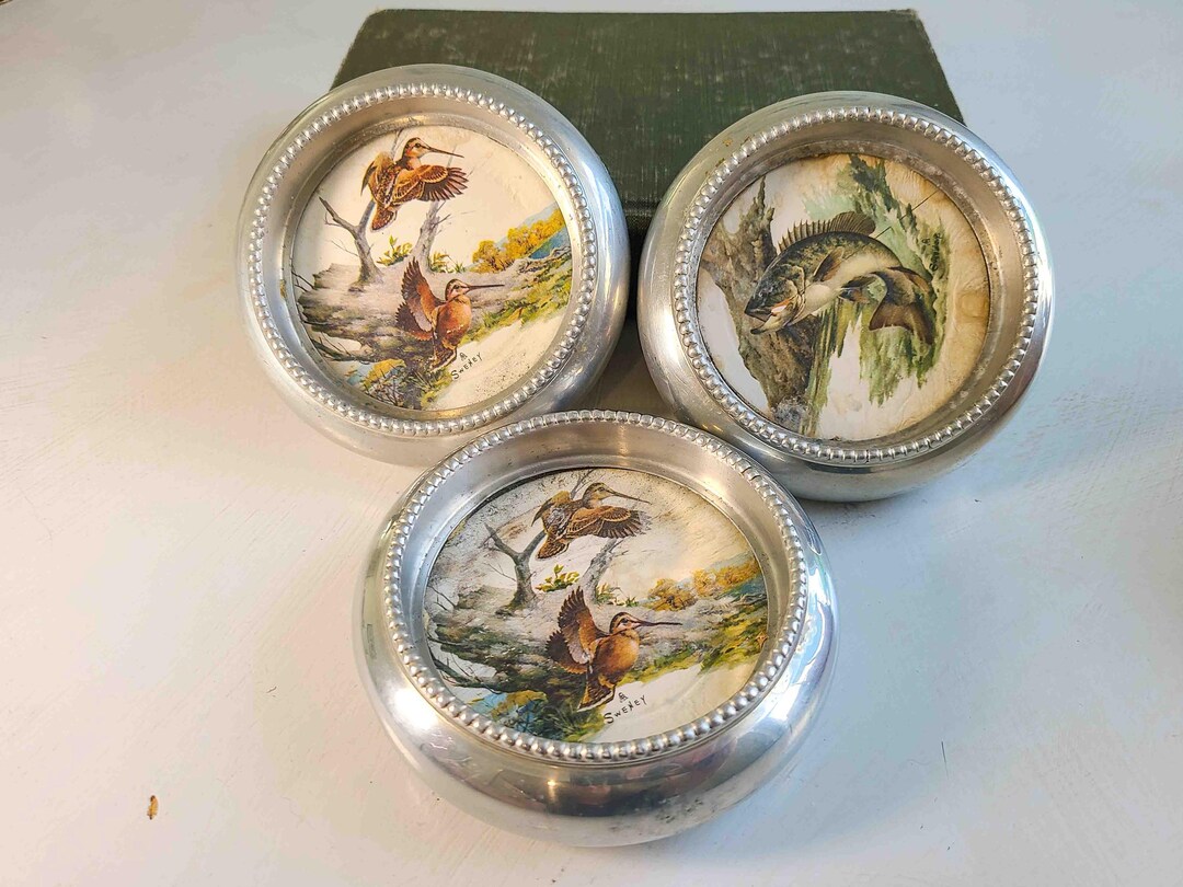Set of Three Fred Sweeney Vintage Weighted Aluminum Rimmed Wildlife ...