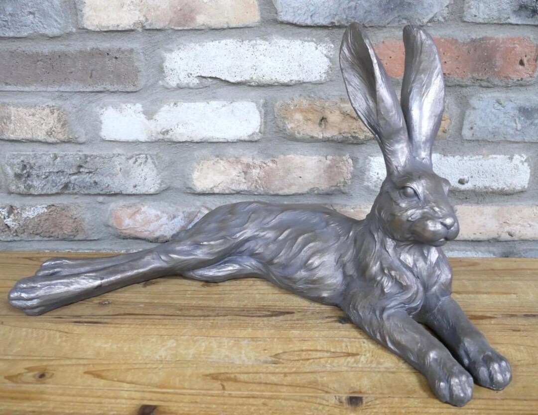 Large Laying Rabbit Hare Garden Ornament Indoor or Outdoor Home Decor ...