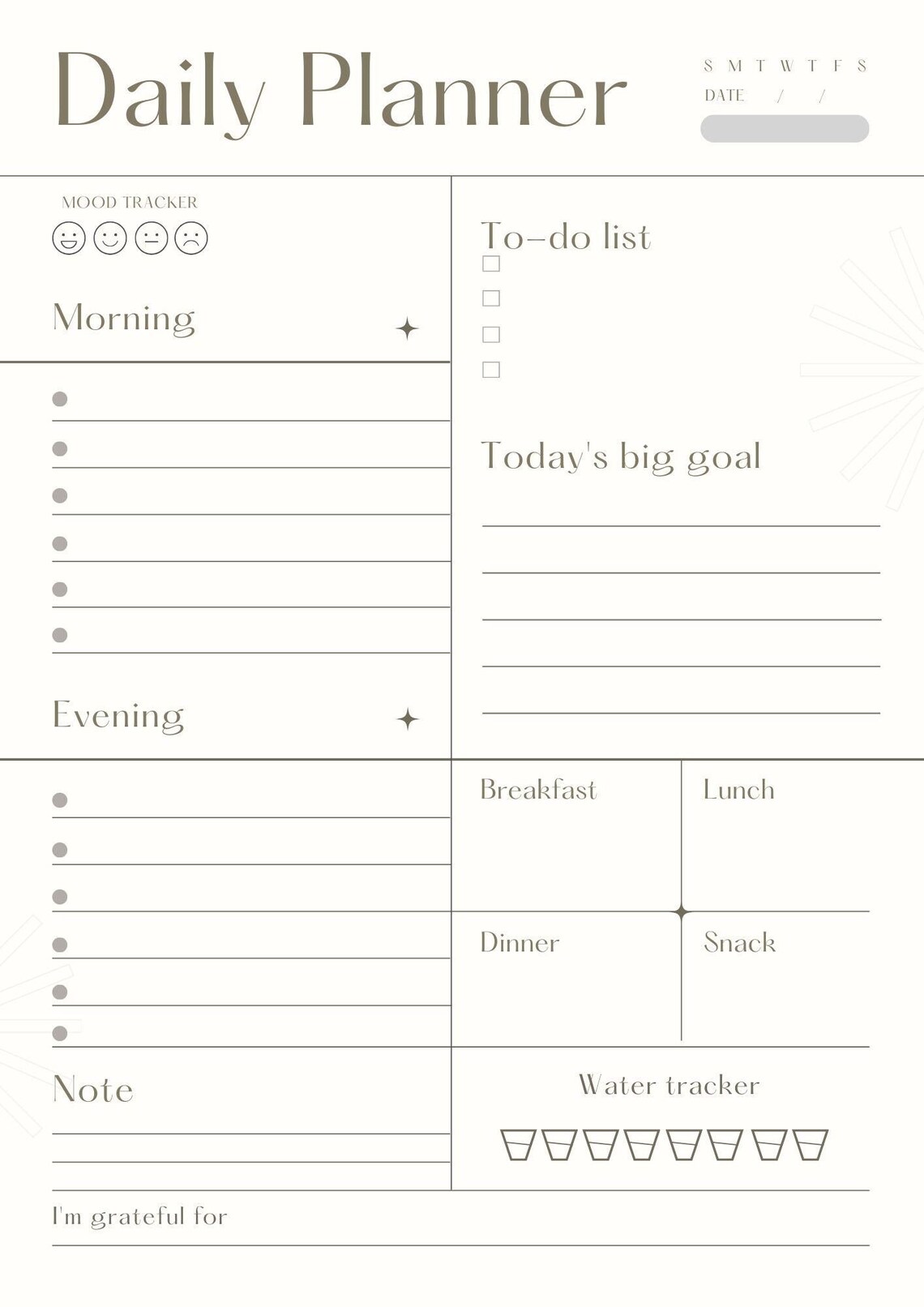 Grey and White Modern Minimal Daily Planner. - Etsy