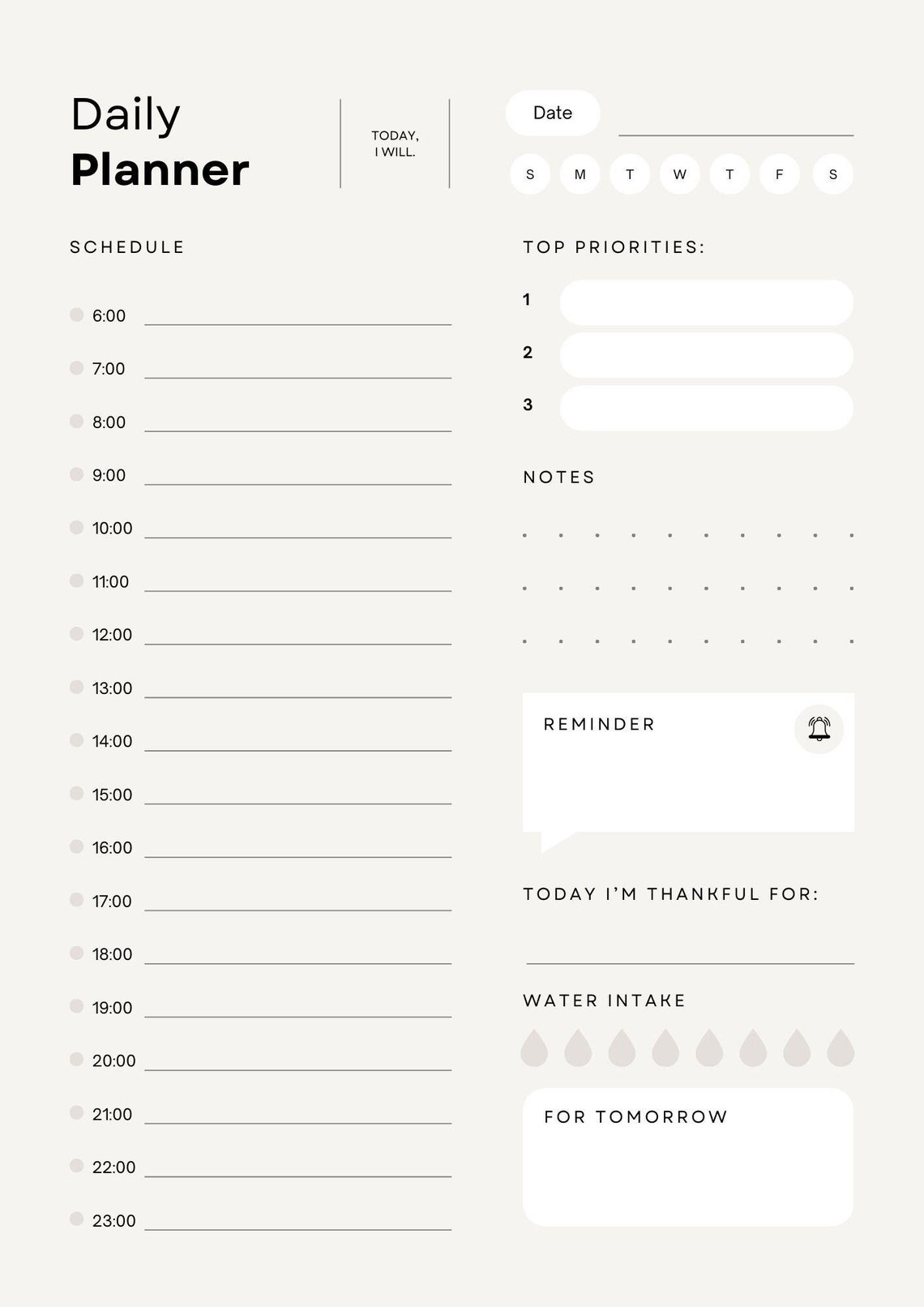 White and Grey Minimalist Daily Planner. - Etsy