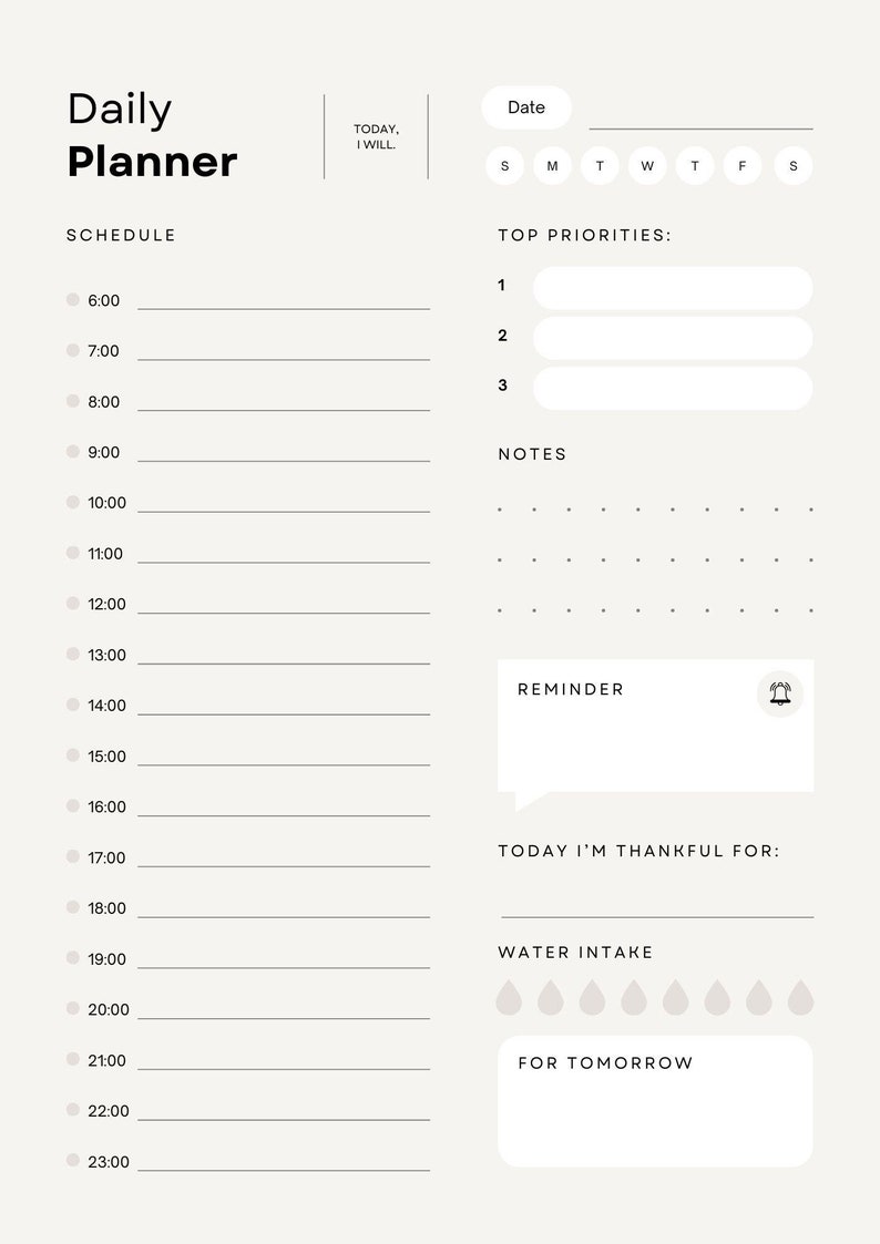 White and Grey Minimalist Daily Planner. - Etsy