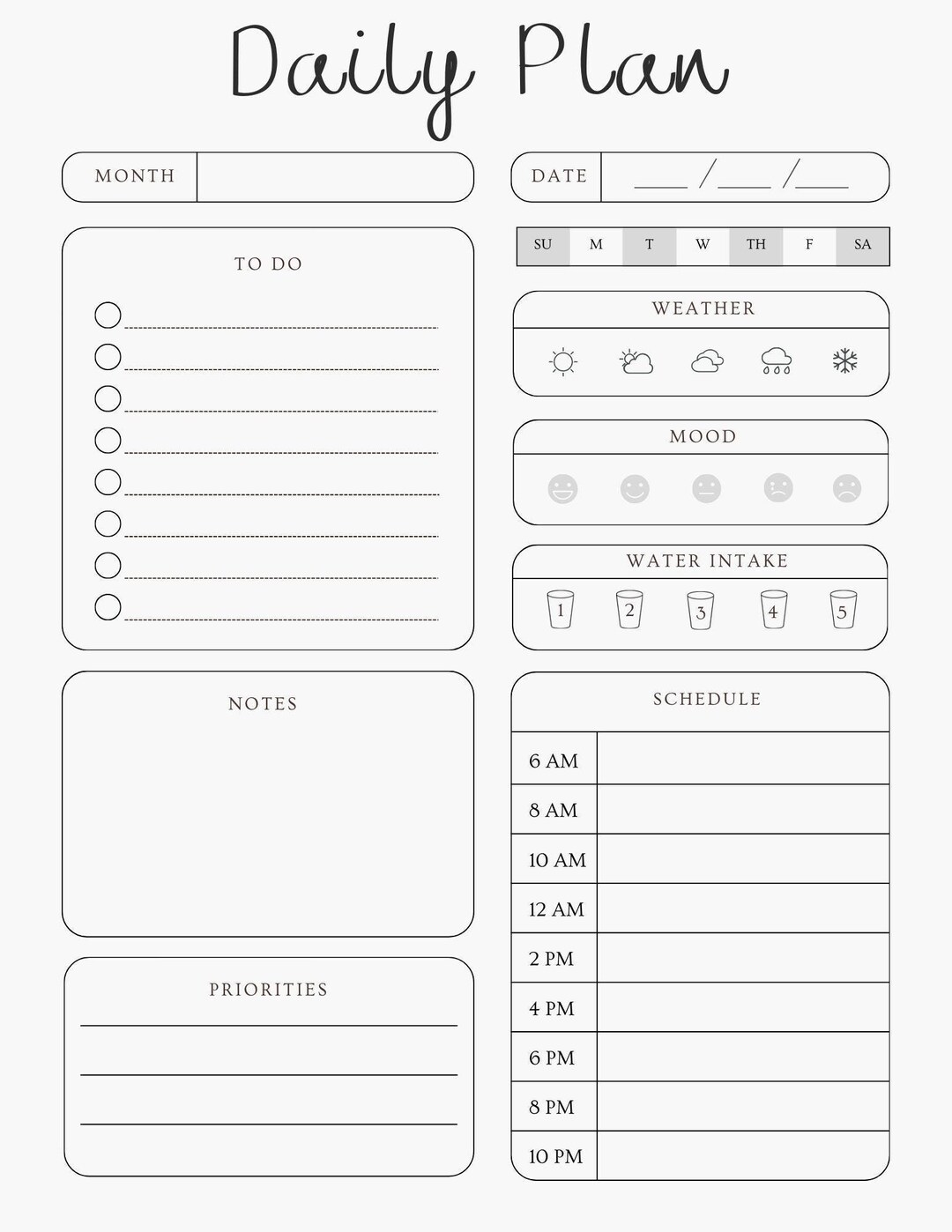 White Elegant Printable Daily Planner. - Etsy