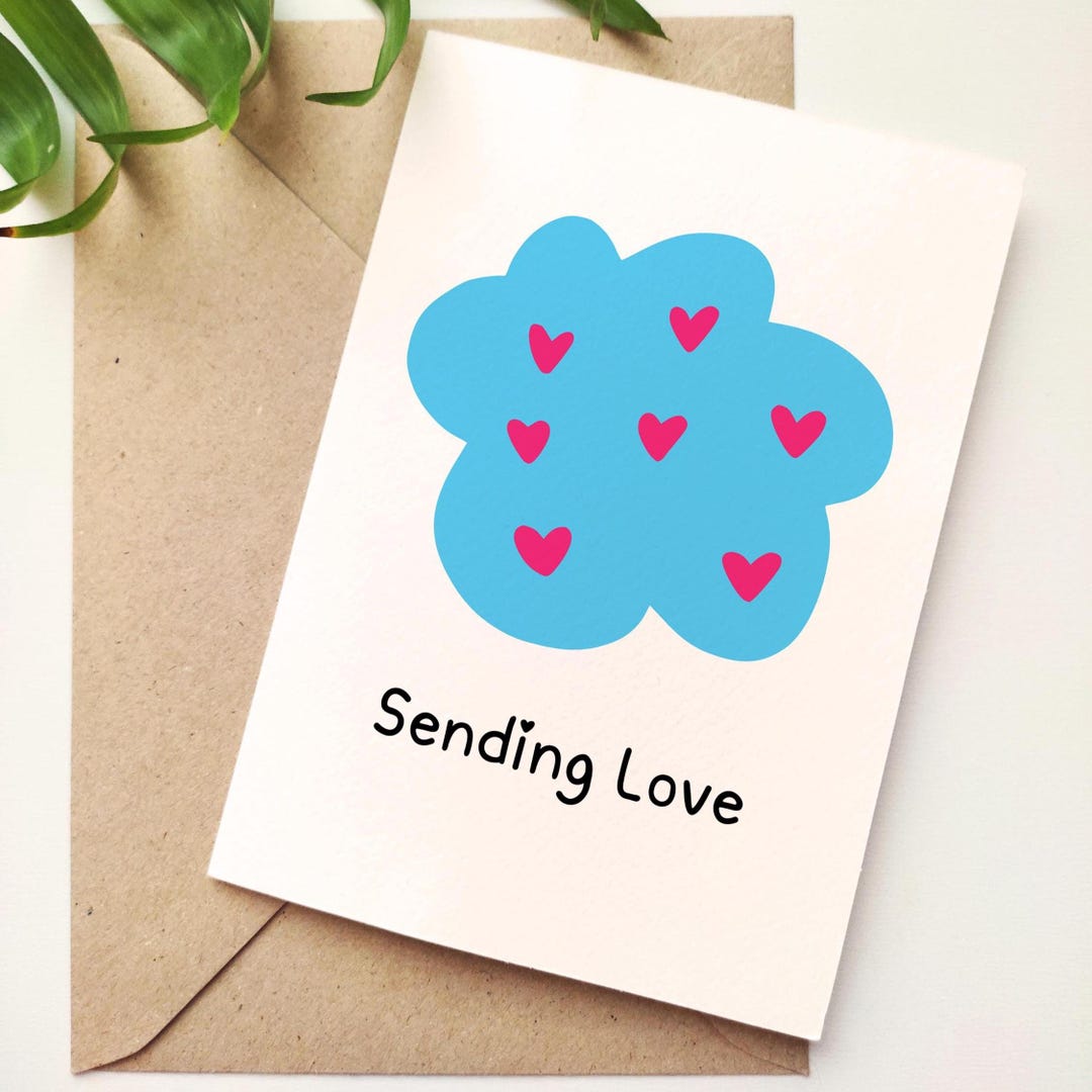 Sending Love Printable Card, Cute Heart Design, Instant Download, 5x7 ...