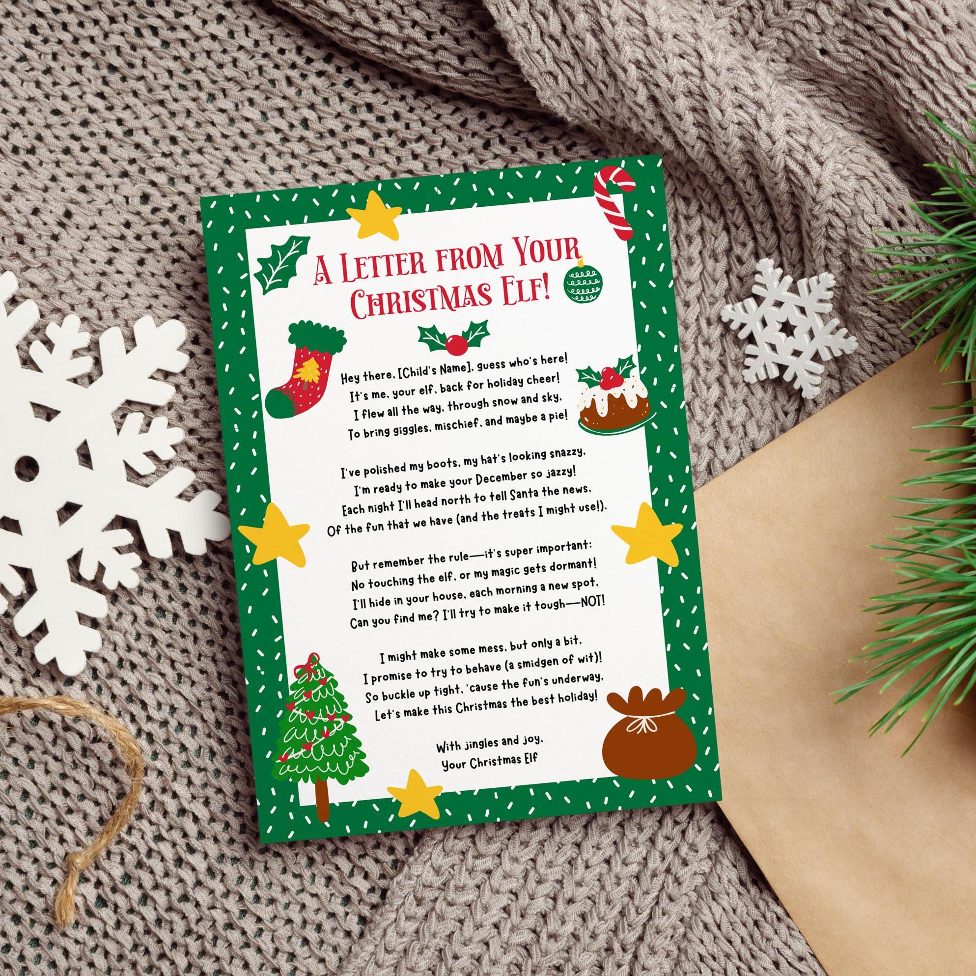 Editable Christmas Elf Letter, Printable Canva Template With Fun ...