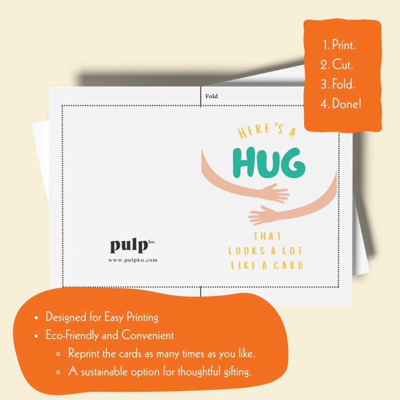 Here’s a Hug Printable Card, Fun Encouragement Card, Instant Download ...