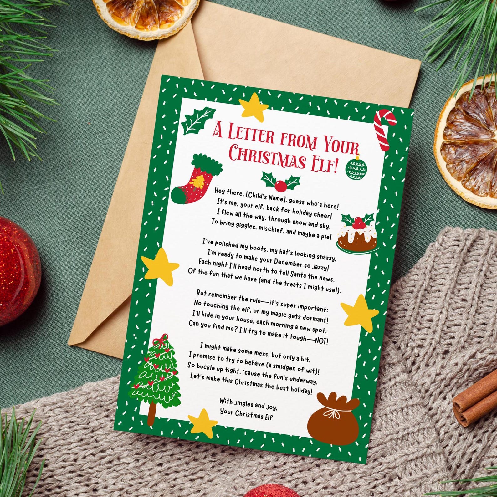 Editable Christmas Elf Letter, Printable Canva Template With Fun ...