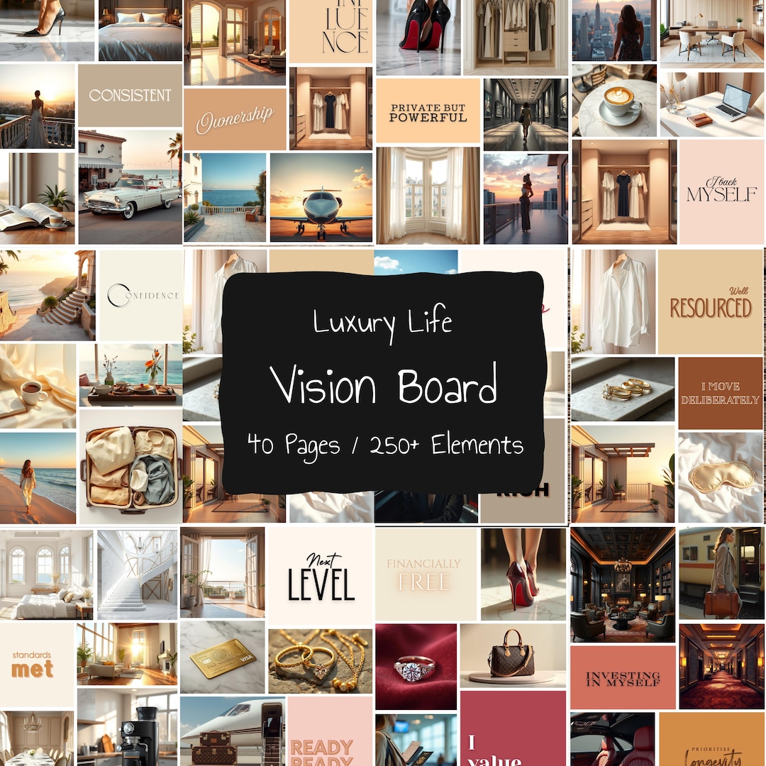 Luxury Life Vision Board Kit, 250+ Elements, Printable Vision Board ...