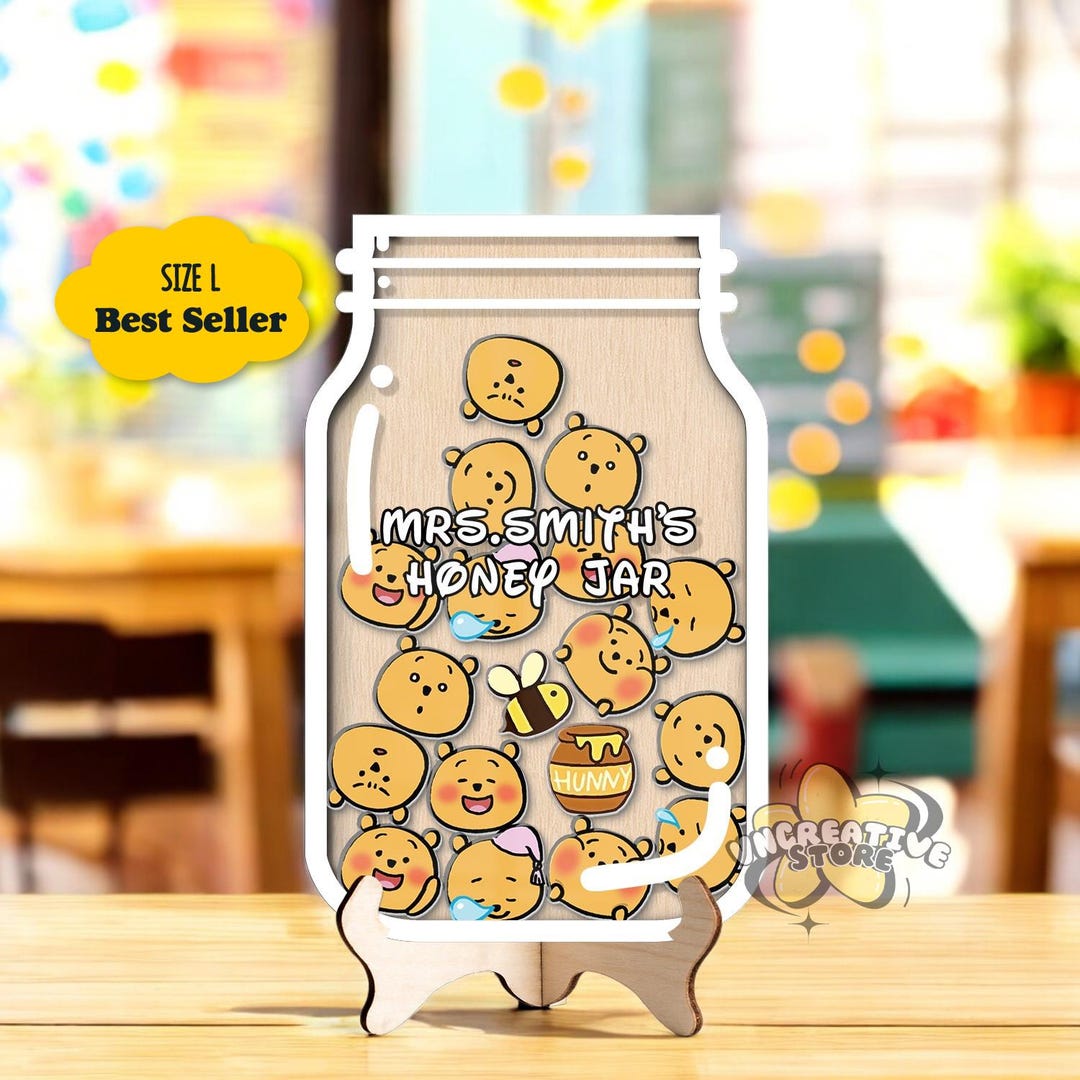 Personalized Cute Winnie Pooh Honey Emotion Reward Jar for Kids, Pooh ...