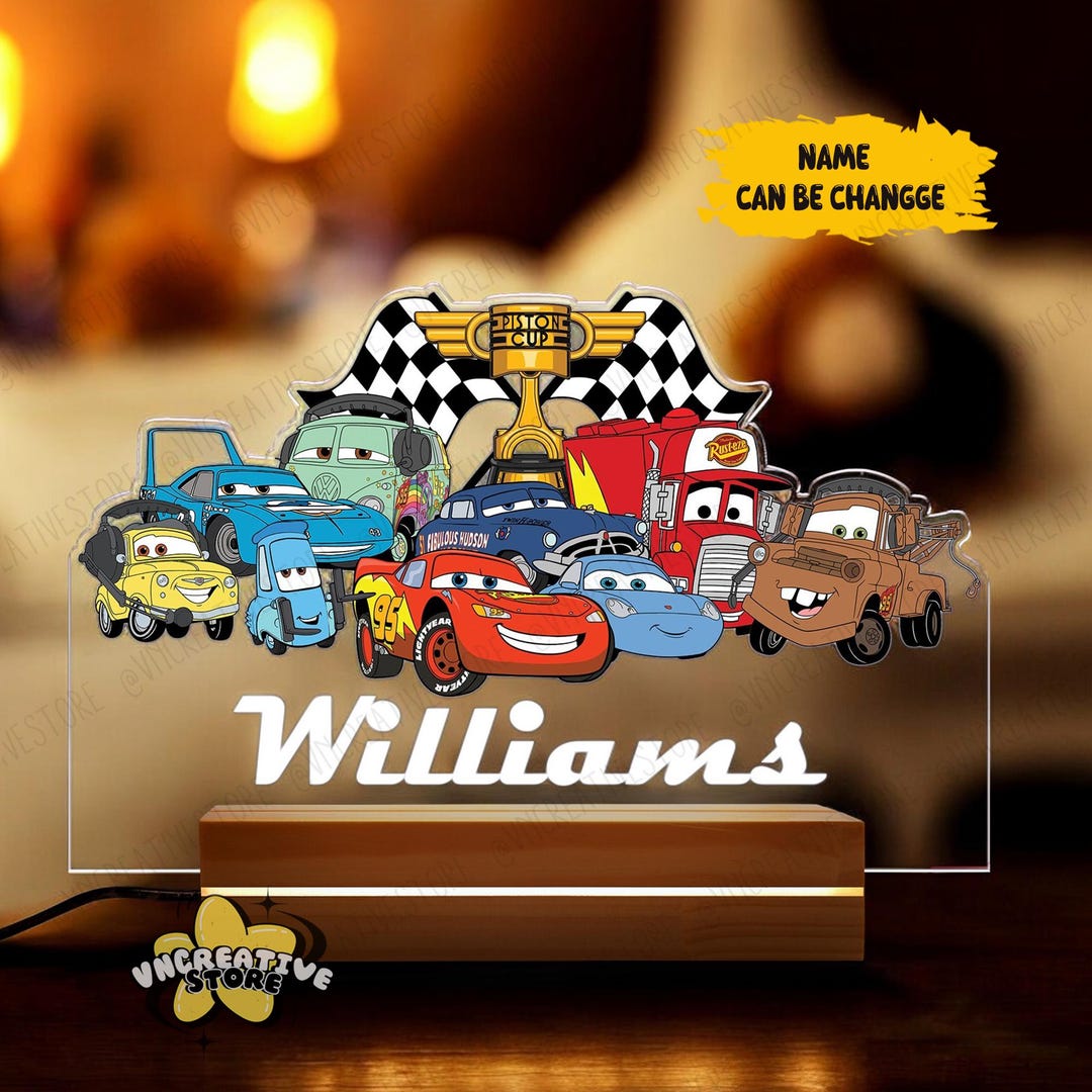 Personalized Disney Cars Night Light Custom Name Gift, Custom Disney ...
