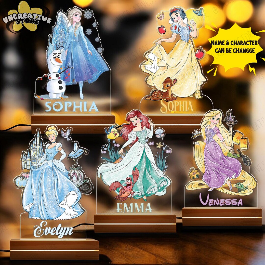 Personalized Disney Princess Night Light Custom Name Gift, Custom ...