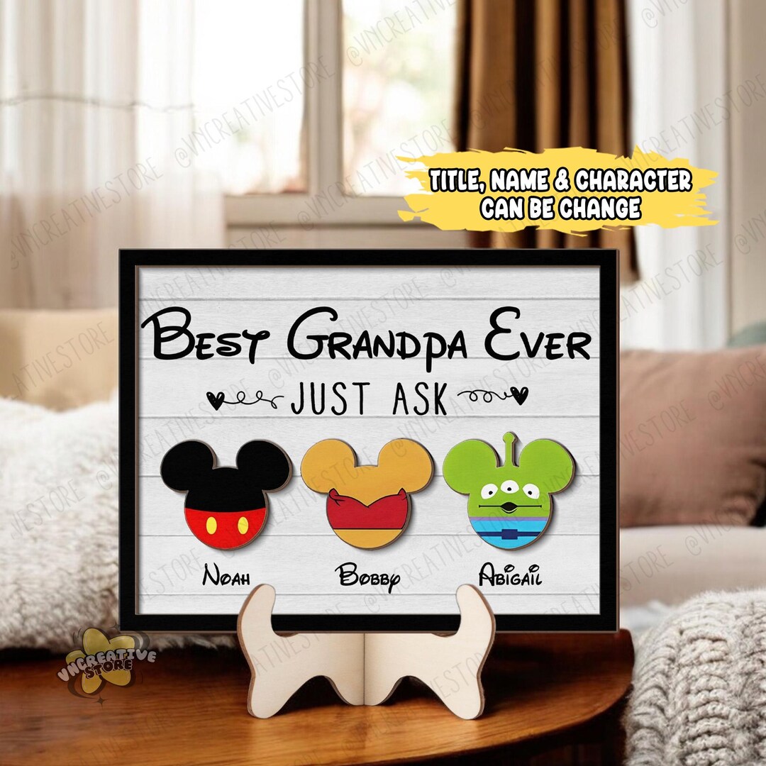 Personalized Disney Best Grandpa Ever Wooden Sign, Custom Disney ...