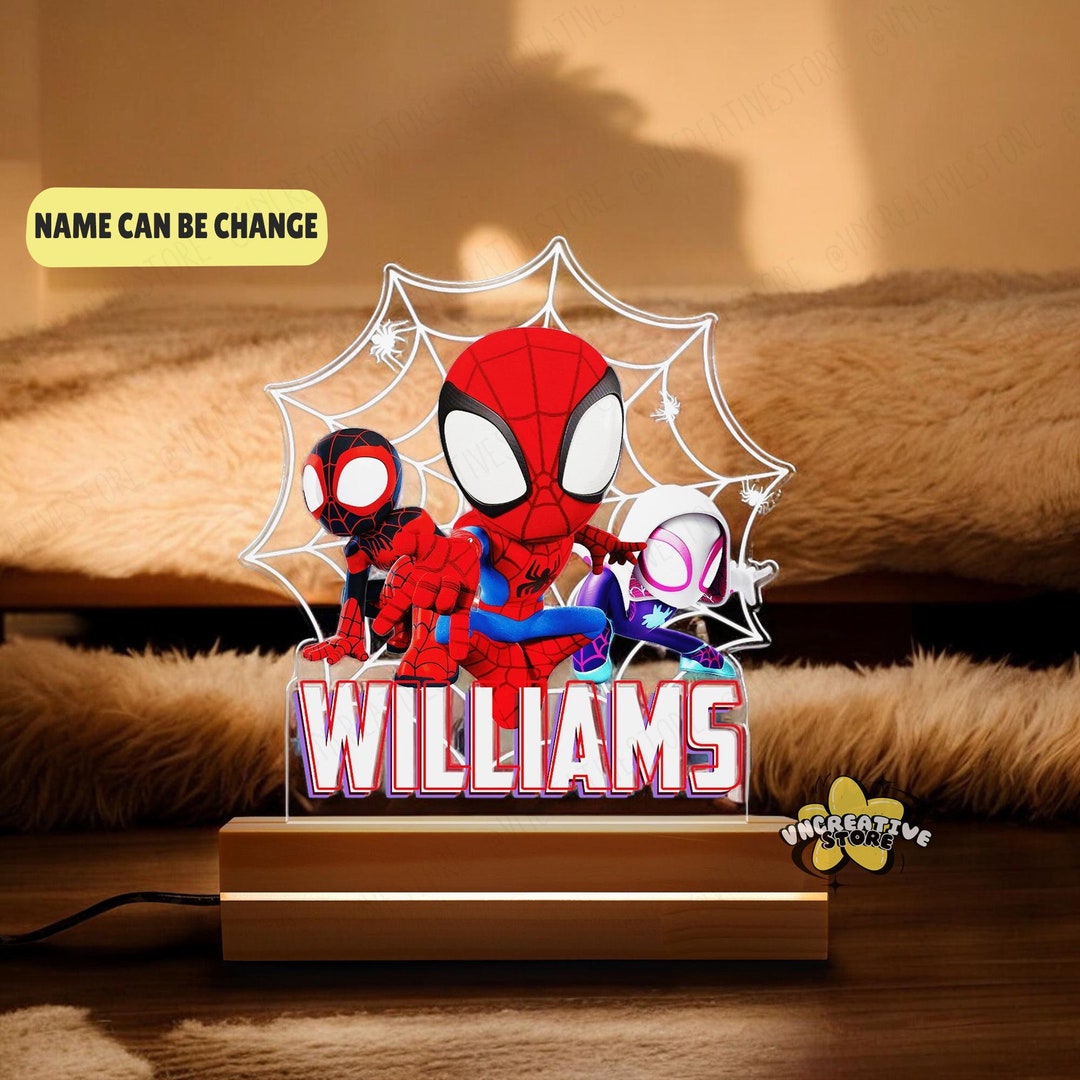 Personalized Spidey and His Amazing Friends Night Light, Custom Name ...