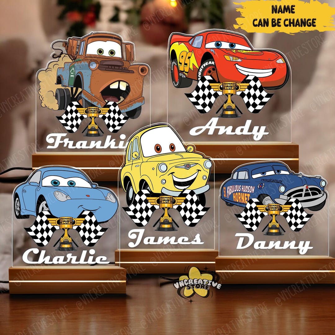 Personalized Disney Cars Night Light Custom Name Gift, Custom Disney ...