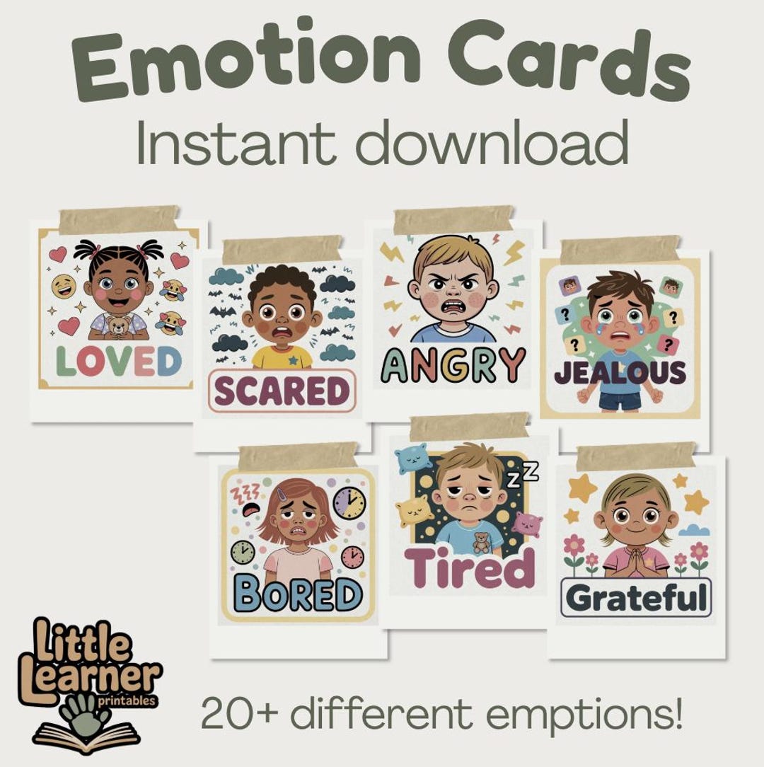 Emotion Flashcards for Kids: Printable Feelings Cards (PDF Download ...