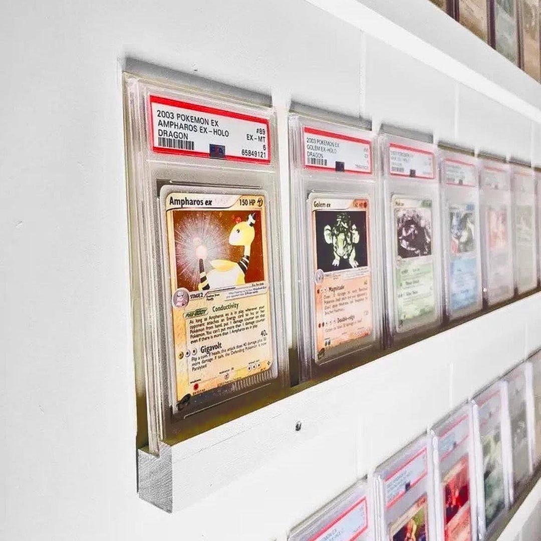 36 Trading Card Display Shelf Holds PSA, SGC & Other Graded Slabs White ...