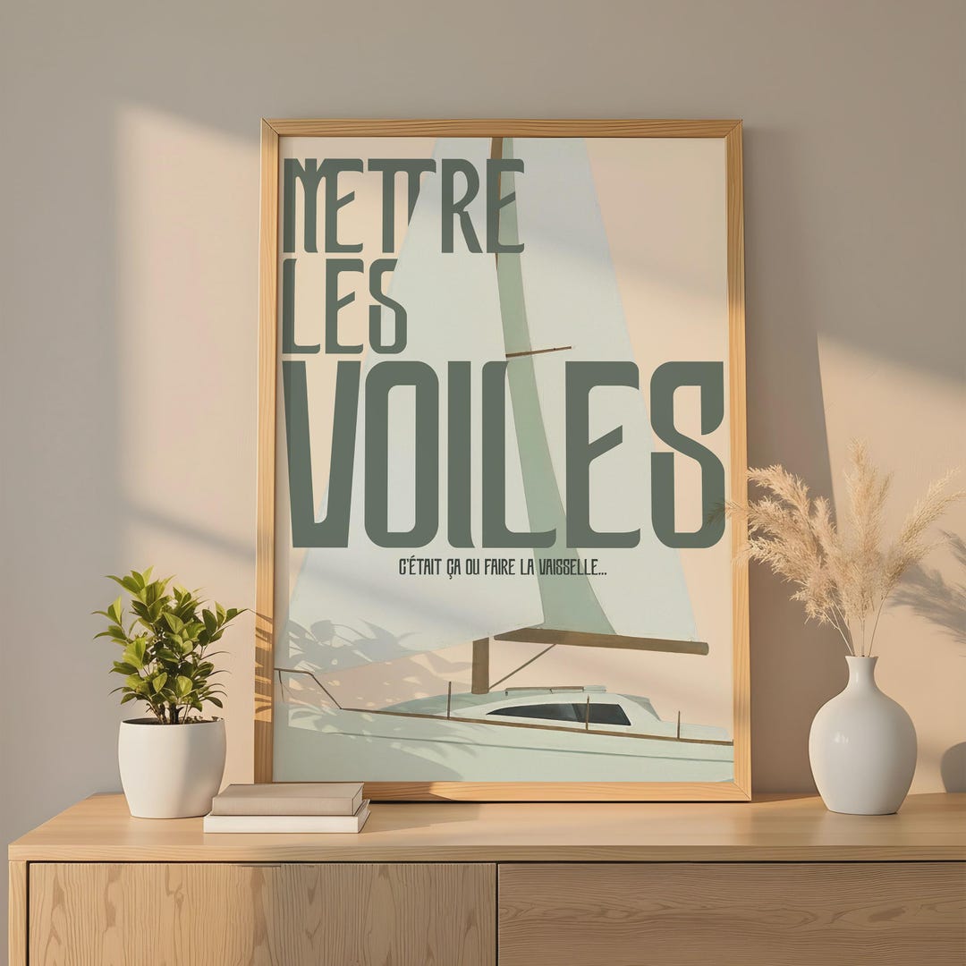 "setting Sail" Poster – Retro Sailboat Illustration, Sea & Summer Wall ...