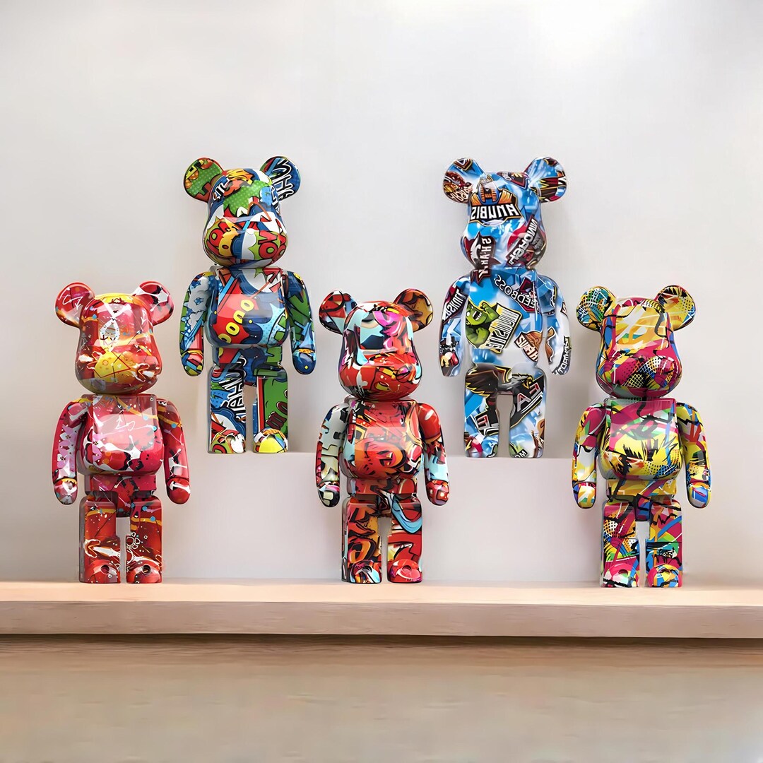 Decorative Bearbrick Statue Bear Graffiti Hypebeast Figures for Shelf ...