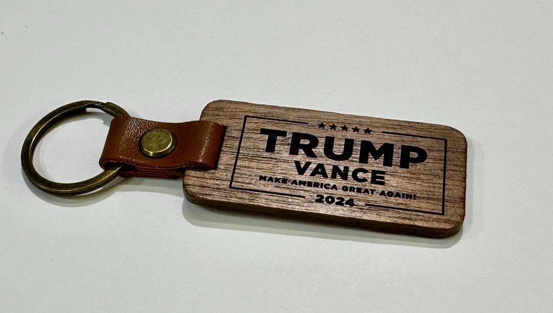 Trump 2024 MAGA Walnut Keychain With Leather Strap - Etsy