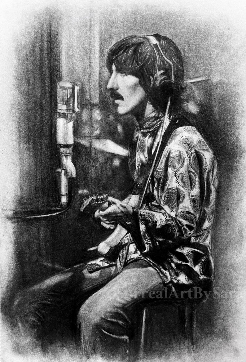 Original George Harrison Drawing; Free Hand Portrait of George ...