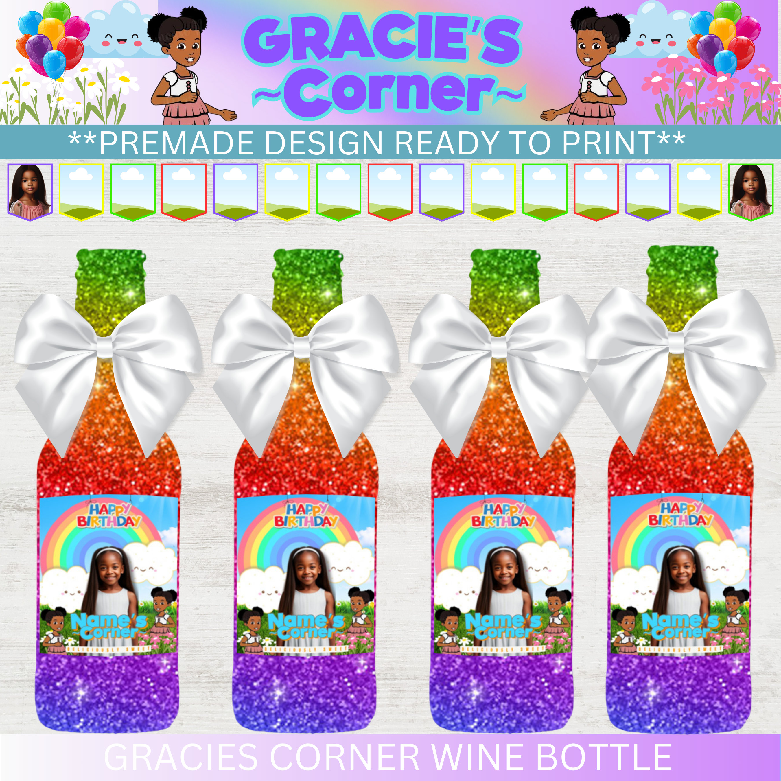 Gracie’s Corner | Bling Bottle Lable | Printable | Digital | Ready to ...