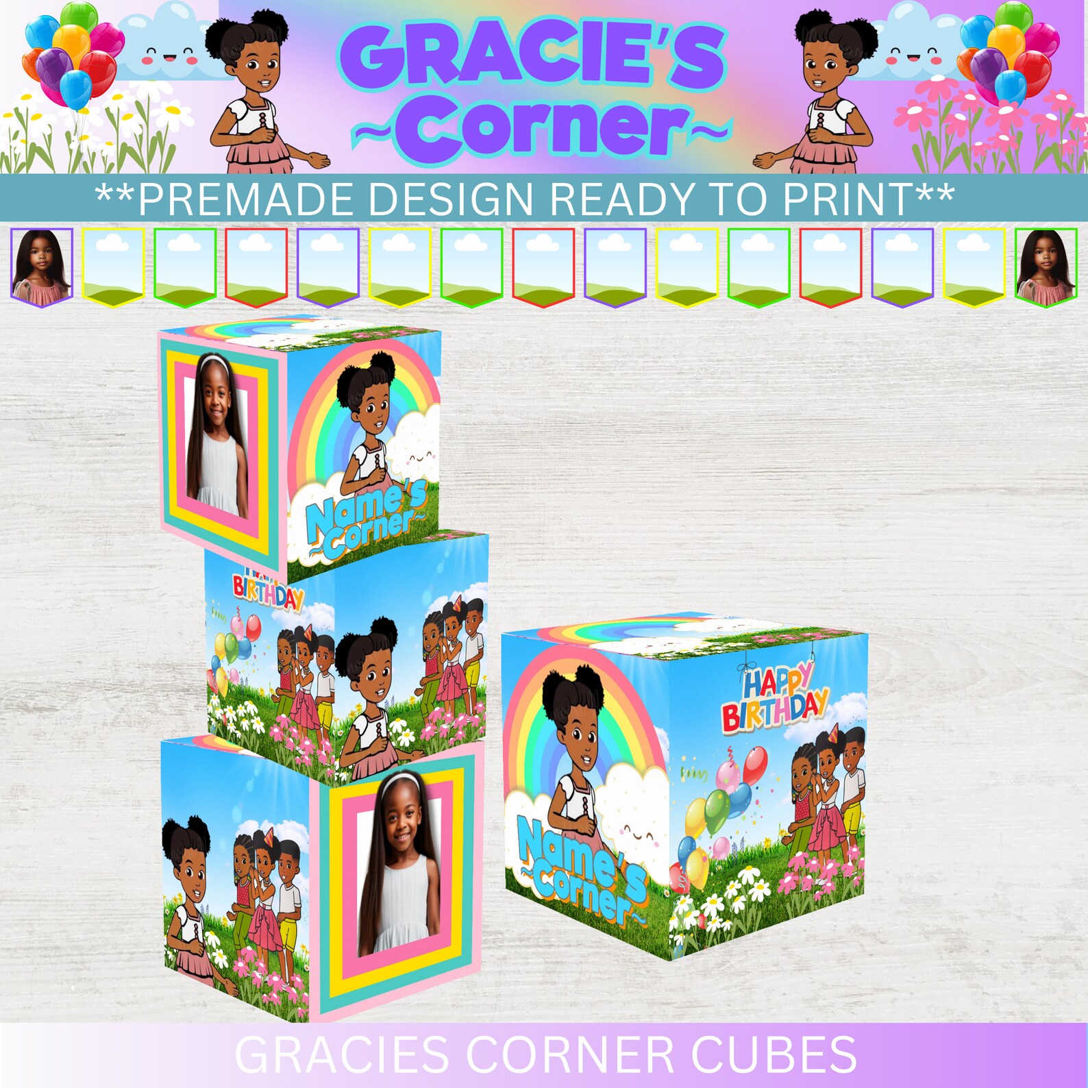Gracies Corner Cubes Printable Digital Ready to Print Party Favor ...