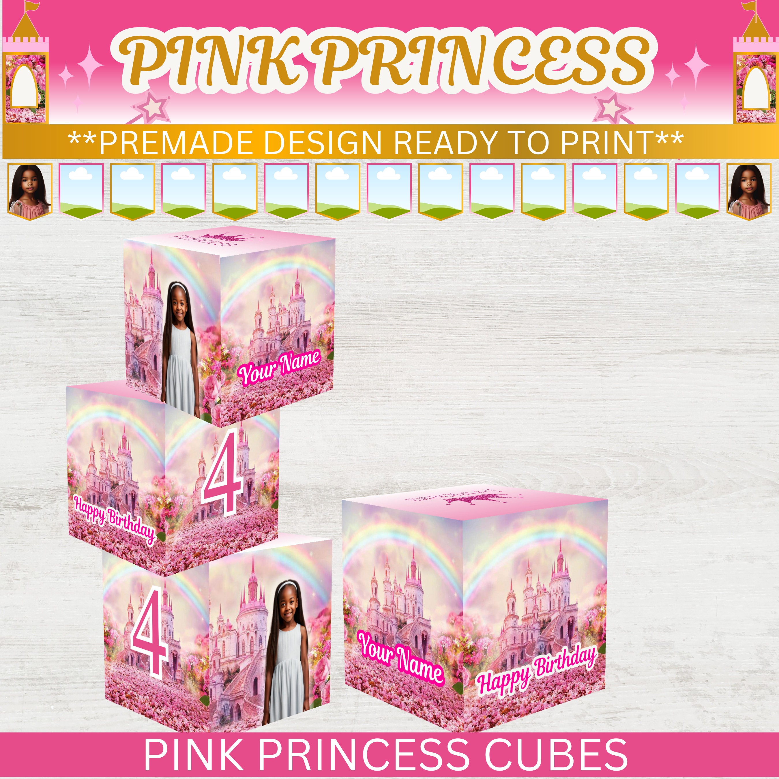 Pink Princess | Cubes | Printable | Digital | Ready to Print | Party ...