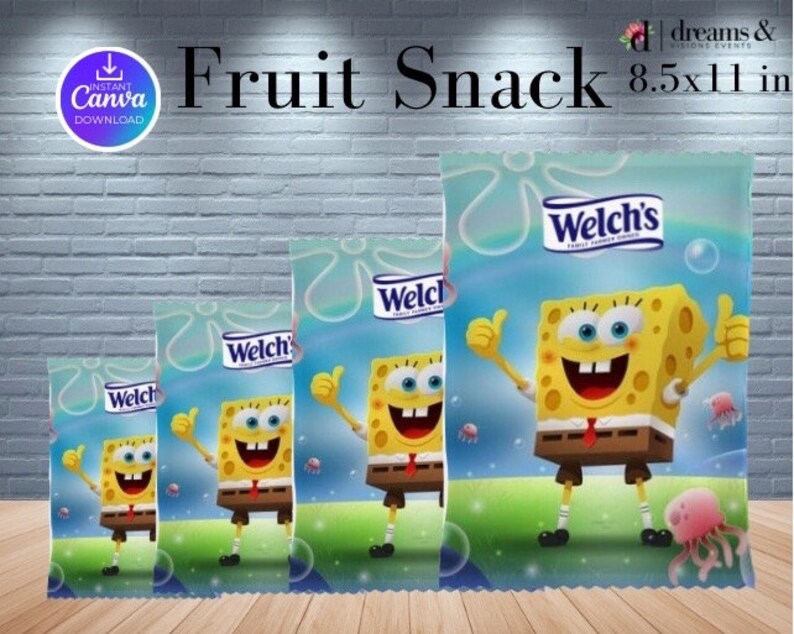 Sponge Bob Chip Bag Water Labels Fruit Snack Treat Bag Printable ...