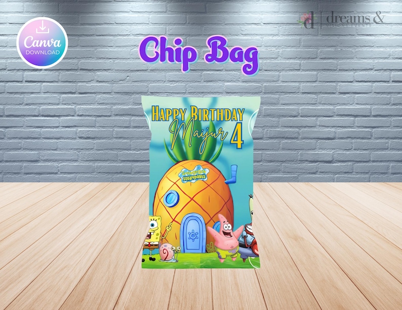 Spongebob Treat Wrappers, Chip Bags, Krabby Patties, Water Bottle ...