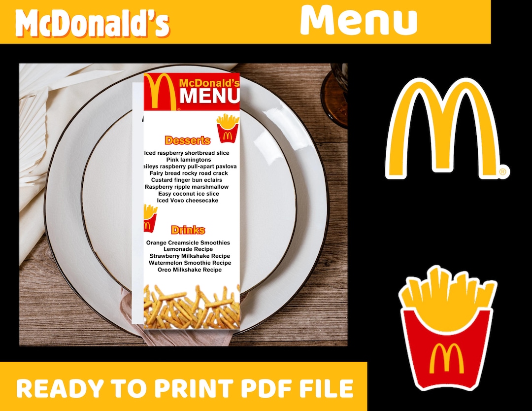 Mcdonalds Theme | Menu | Printable | Digital Instant Download ...