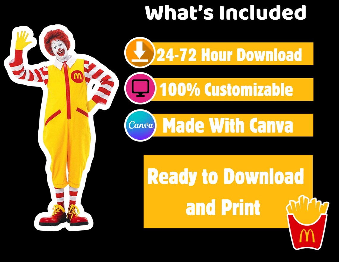Mcdonald’s | Treat Box | Printable | Digital | Ready to Print | Party ...