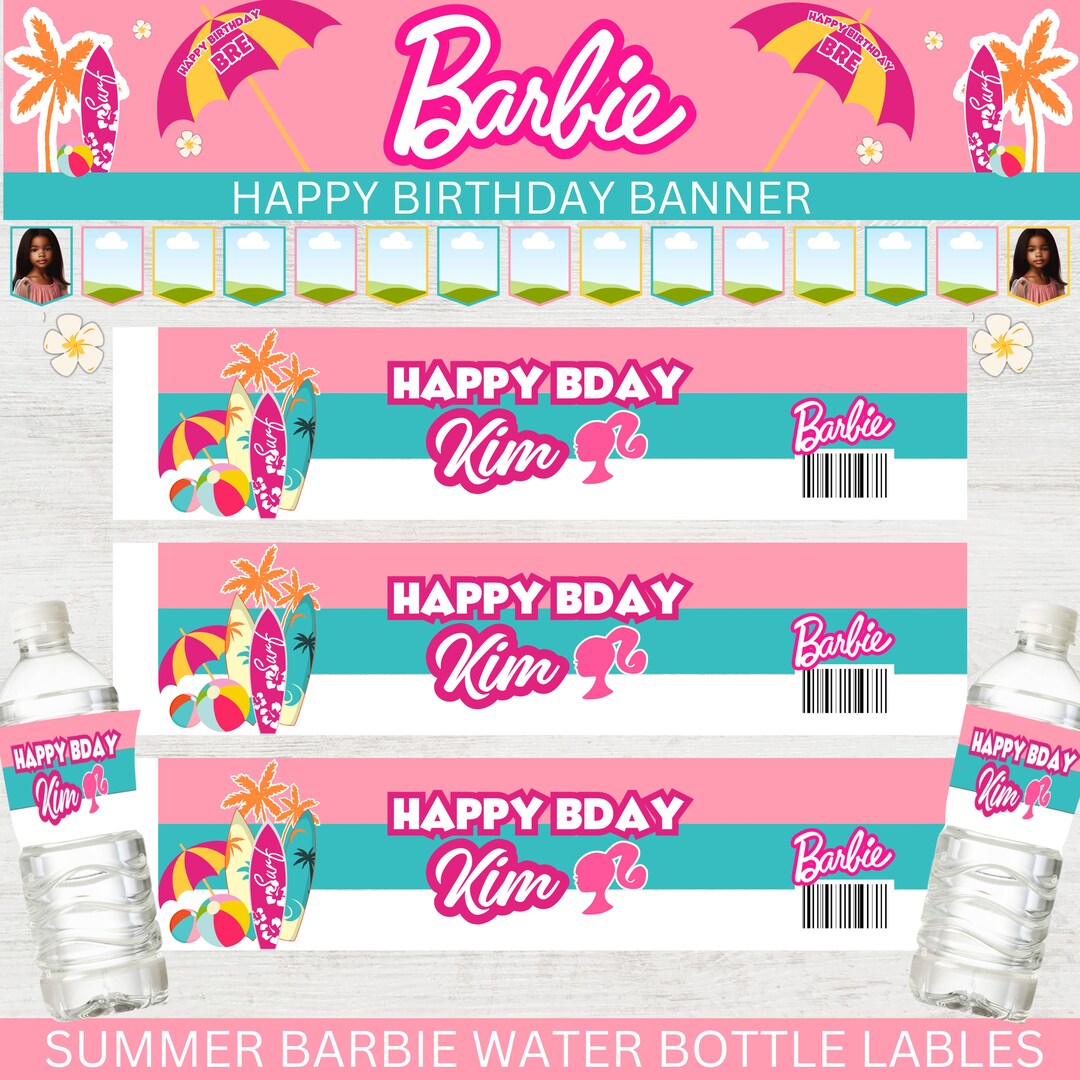 Barbie Summer | Water Bottle | Printable | Digital | Ready to Print ...