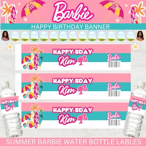 Barbie Summer | Water Bottle | Printable | Digital | Ready to Print ...