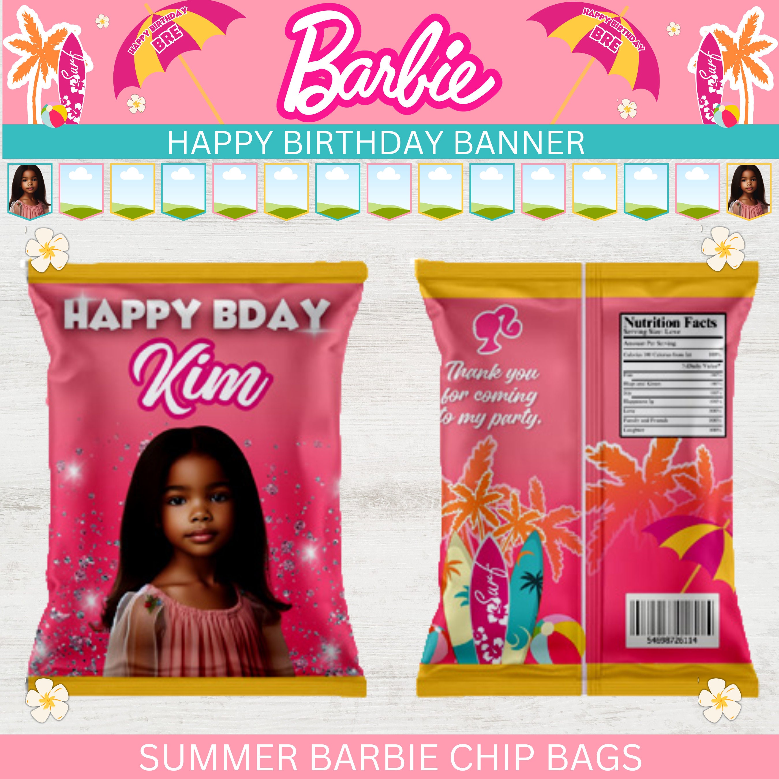 Barbie Summer | Chip Bags | Printable | Digital Instant Download ...