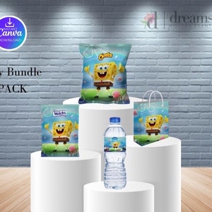 Sponge Bob Chip Bag Water Labels Fruit Snack Treat Bag Printable ...