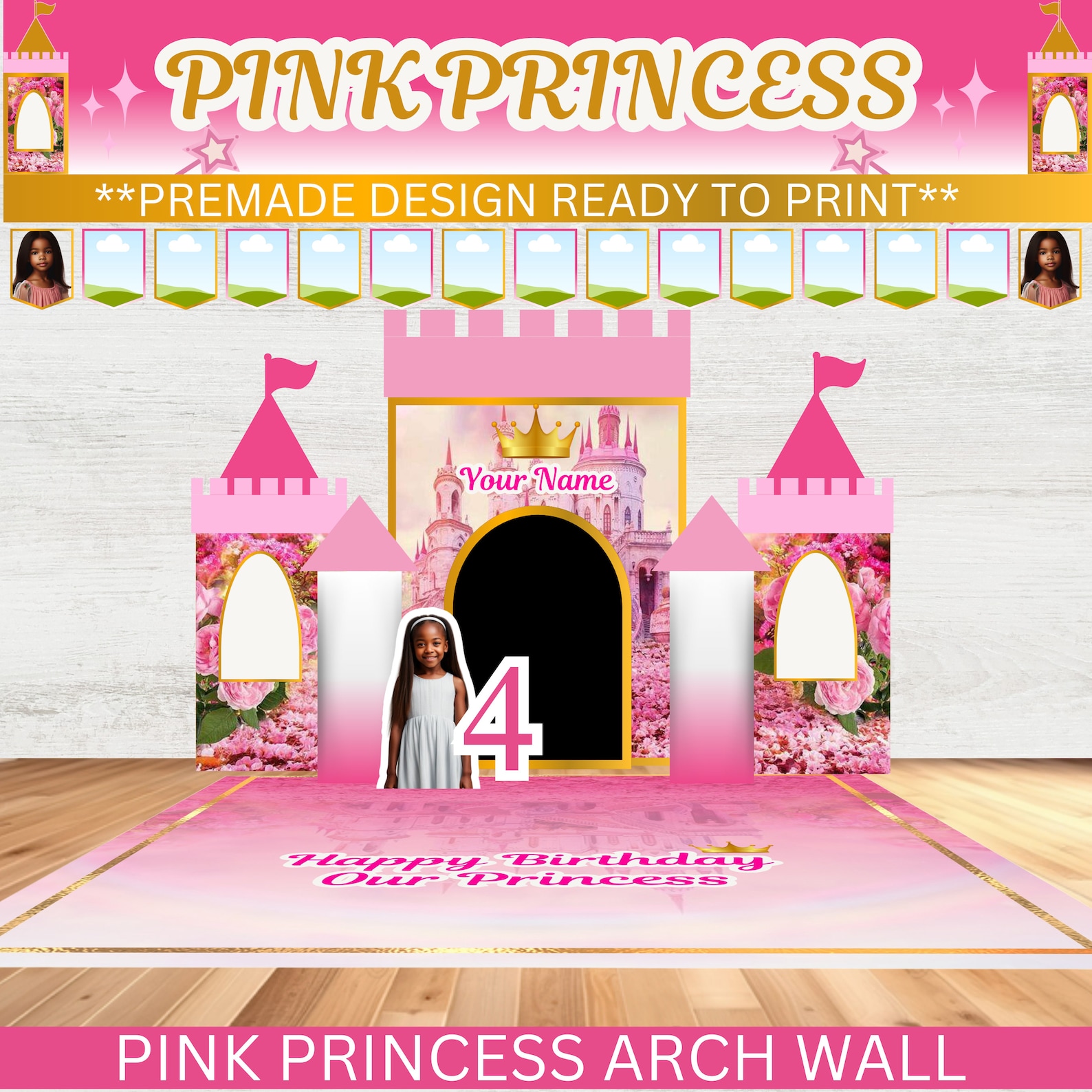 Pink Princess | Arch Wall | Printable | Digital Instant Download ...