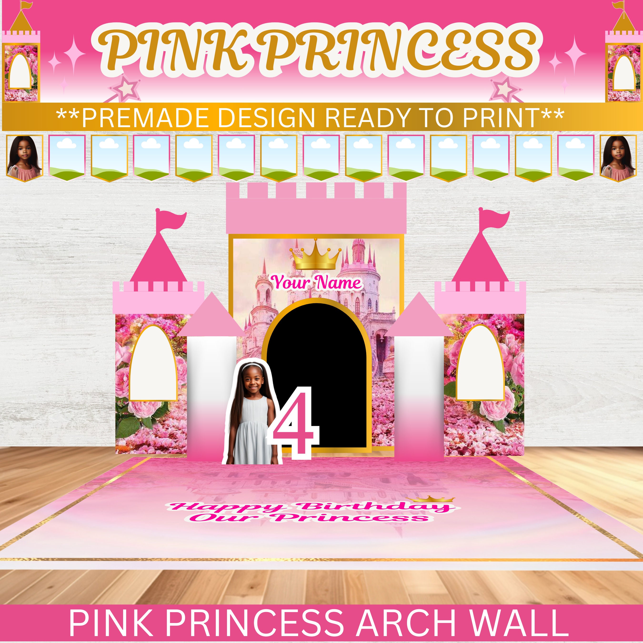 Pink Princess | Arch Wall | Printable | Digital Instant Download ...