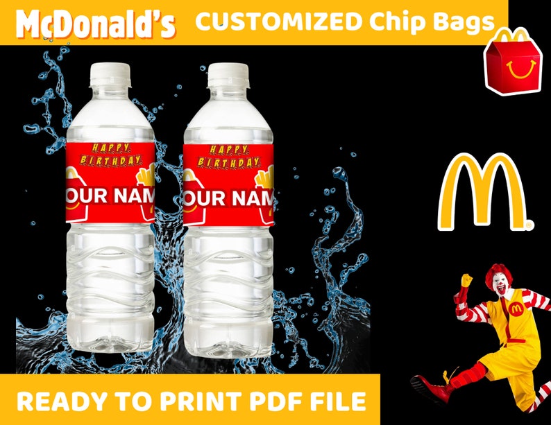 Mcdonald Bundled | Water Bottle Labels | Chip Bag |caprisun | Printable ...
