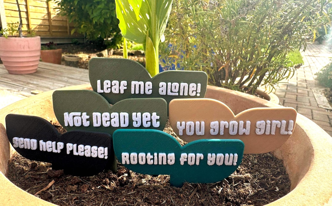 Funny Plant Labels – 3D Printed Garden Markers for Indoor or Outdoor ...