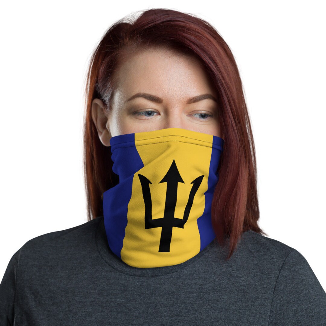 Barbados Flag Face Covering Caribbean Sublimated Fabric Facemasks Neck ...