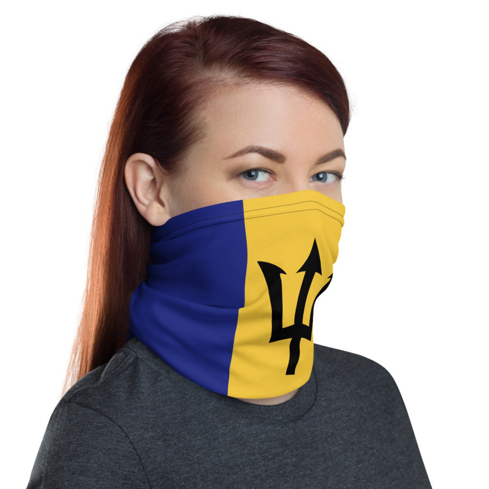 Barbados Flag Face Covering Caribbean Sublimated Fabric Facemasks Neck ...