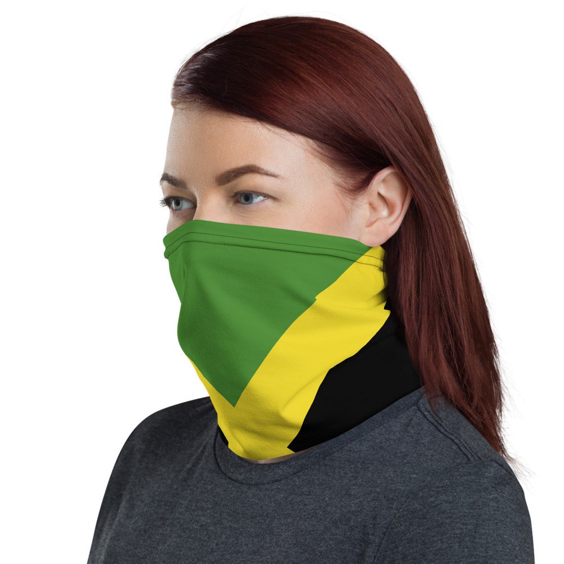 Jamaican Flag Face Covering Caribbean Sublimated Fabric Facemasks Neck ...