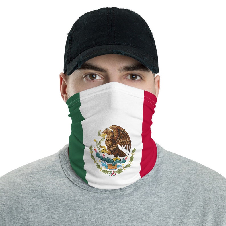 Mexican Flag Face Covering Latinx Sublimated Fabric Facemasks Neck ...